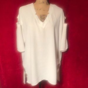 Michael Tyler | Tops | Brand New Tunicblouse White Short Sleeves | Poshmark